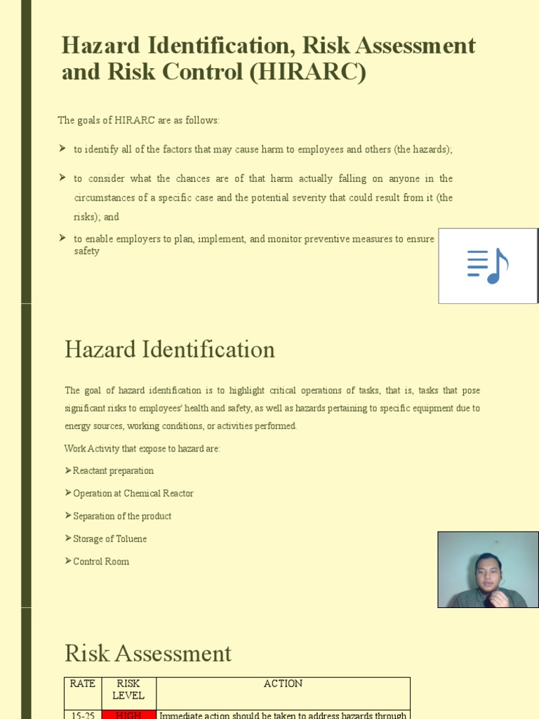 Hazard Identification, Risk Assessment and Risk Control (HIRARC) | PDF