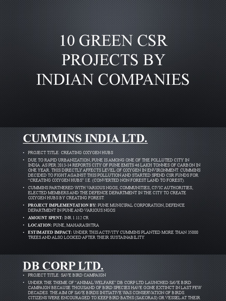 10 Green CSR Projects by Indian Companies | PDF | Plantation ...