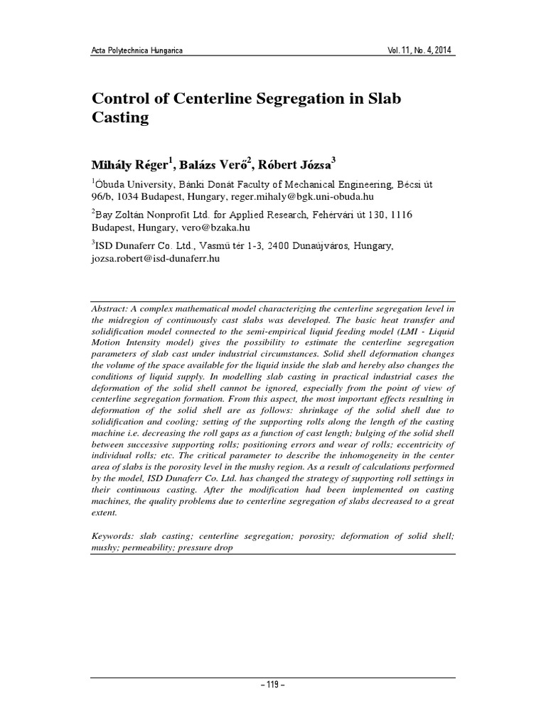 Control of Slag in CCM | PDF | Casting (Metalworking) | Correlation And ...