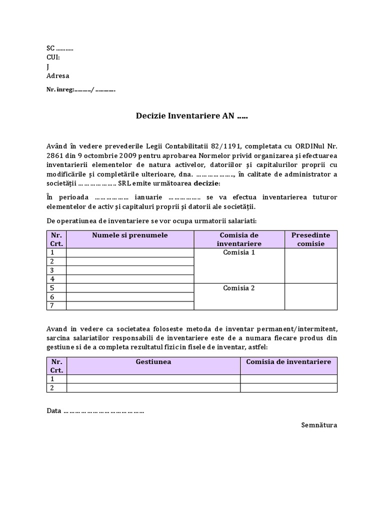 Decizie Inventariere | PDF
