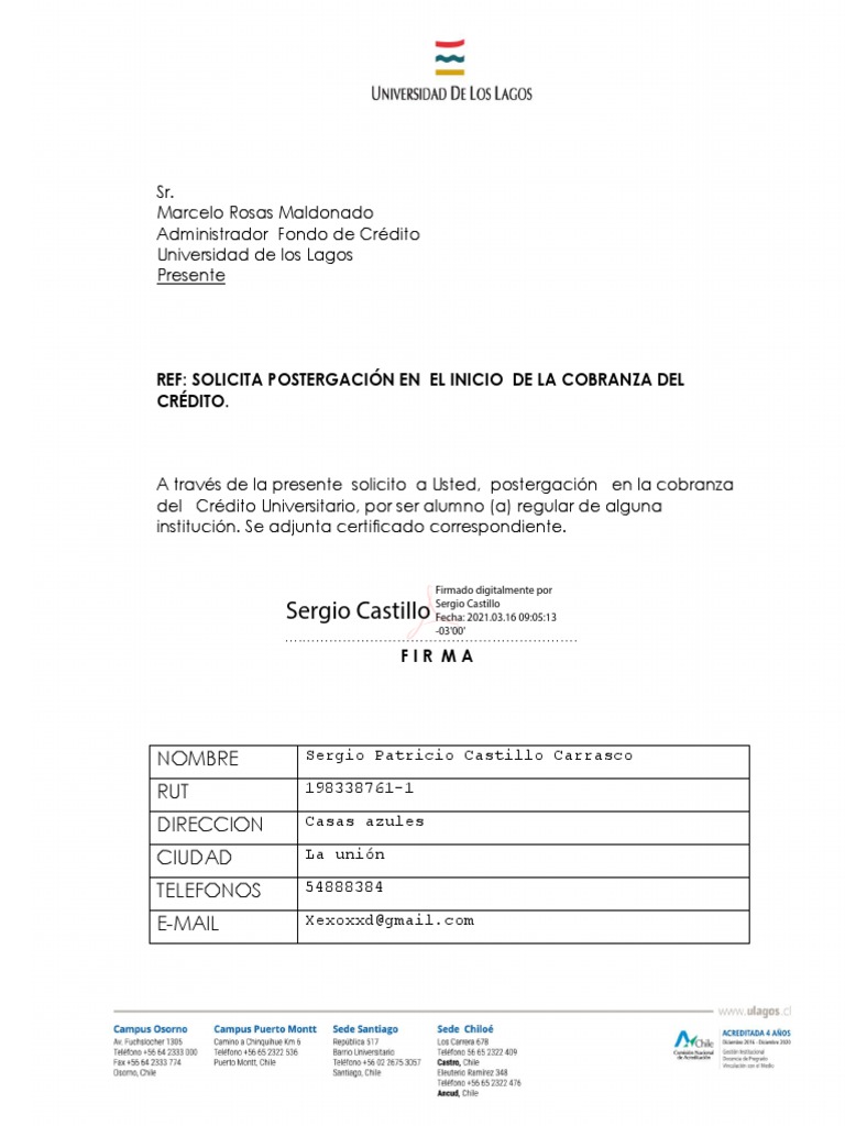 Solicitud de Postergación-1 | PDF