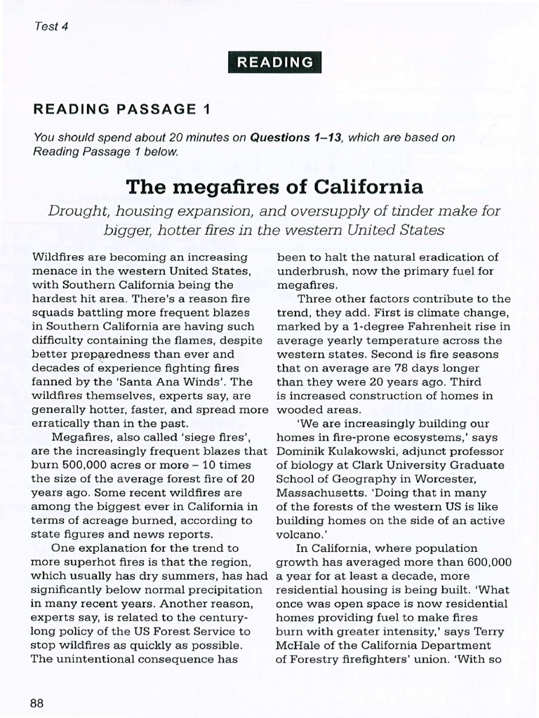 Test 4 - Reading | PDF | Wildfire | Fires
