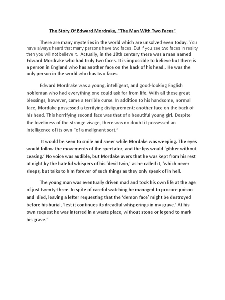 The Story of Edward Mordrake | Wellness | Medical