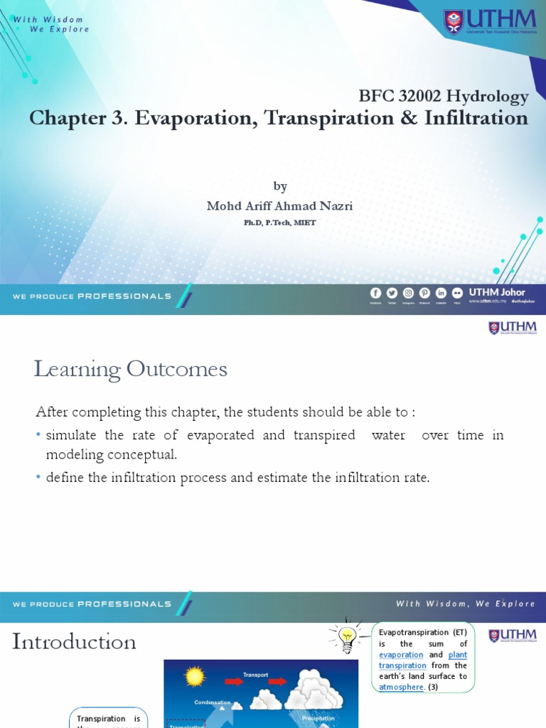 Chapter 3. Evaporation, Transpiration & Infiltration: BFC 32002 ...