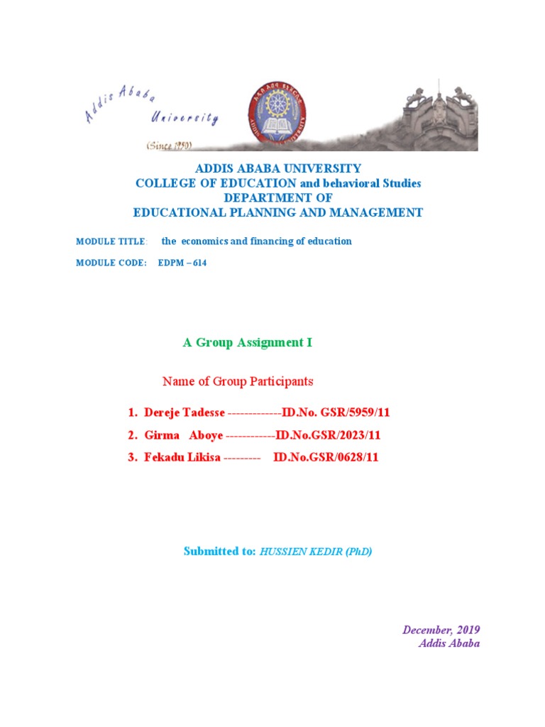 Group Assignment I Cover Page | PDF