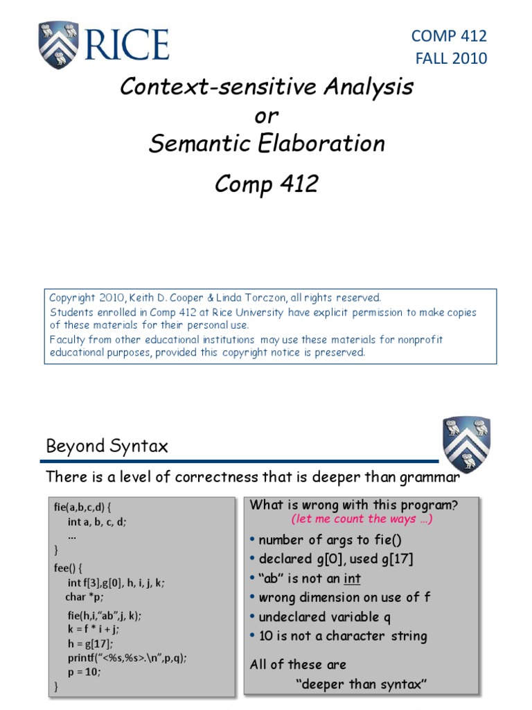 Context Sensitive Analysis I Pdf Parsing Computer Science