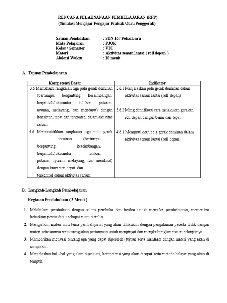 RPP Roll Ke Depan Simulasi CPP | PDF