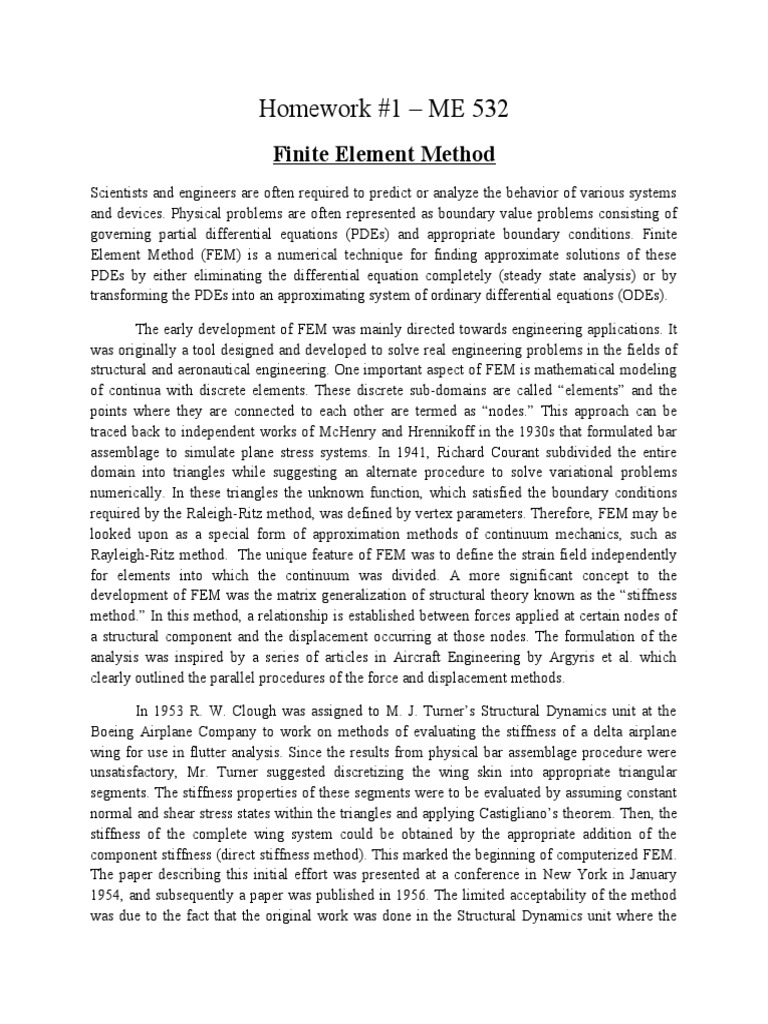 Homework 1 Solution Pdf Finite Element Method Partial
