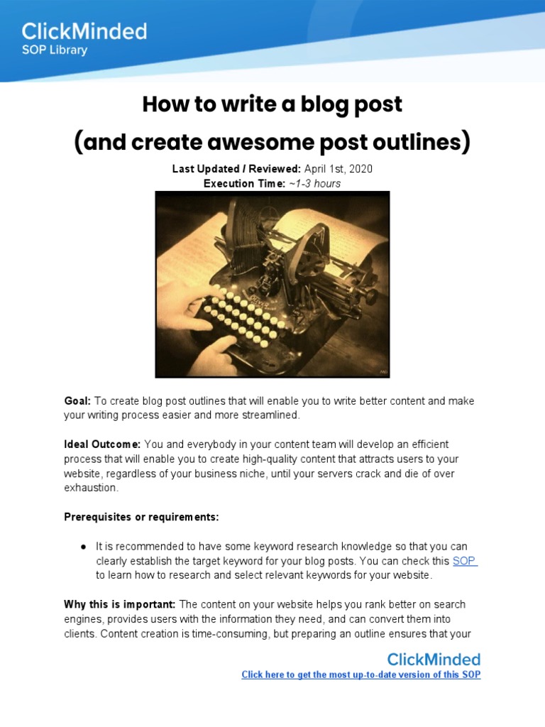 SOP 016 - How To Create Awesome Blog Posts Outlines | PDF | Search ...
