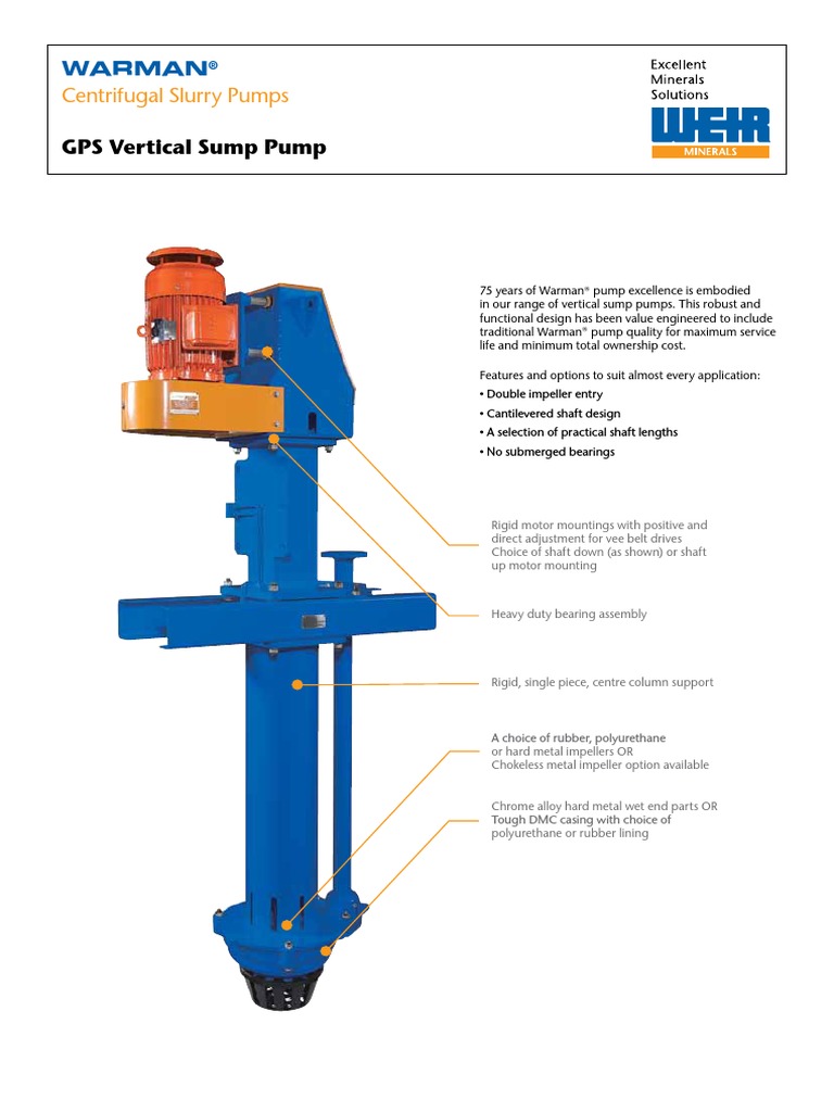 GPS Vertical Sump Pump: Centrifugal Slurry Pumps | PDF | Pump | Manufactured Goods