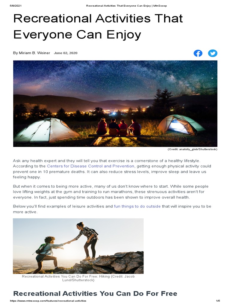 Free & Guided Outdoor Activities Guide | PDF | Recreation | Swimming