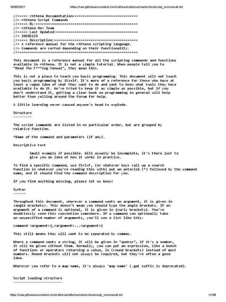 rAthena Script Commands Reference Guide | PDF | Array Data Structure | Variable (Computer Science)