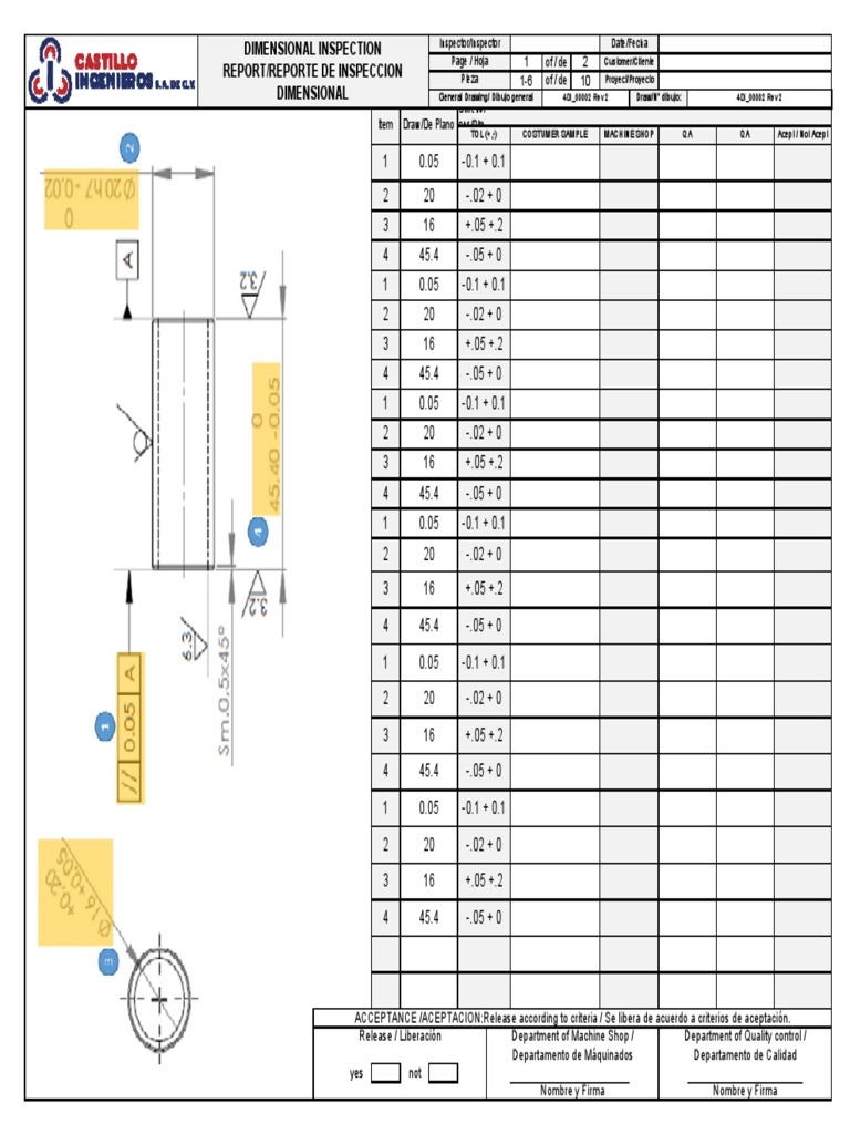 Dimensional Inspection Report/Reporte de Inspeccion Dimensional | PDF ...