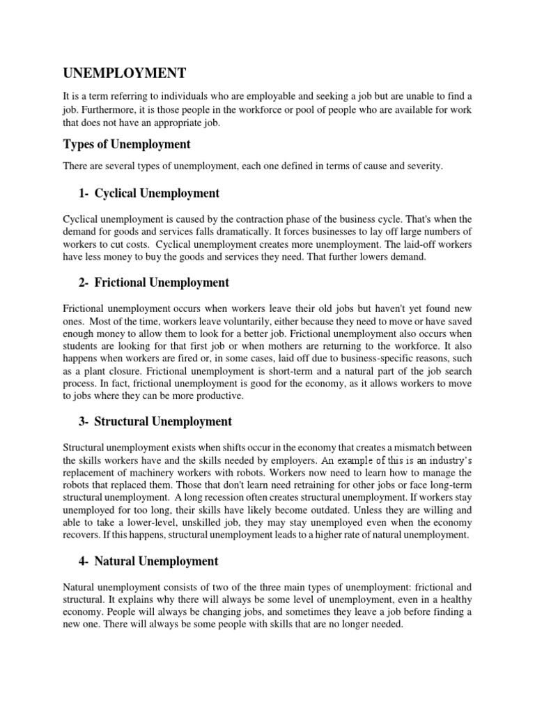 Types of Unemployment | PDF | Unemployment | Social Science