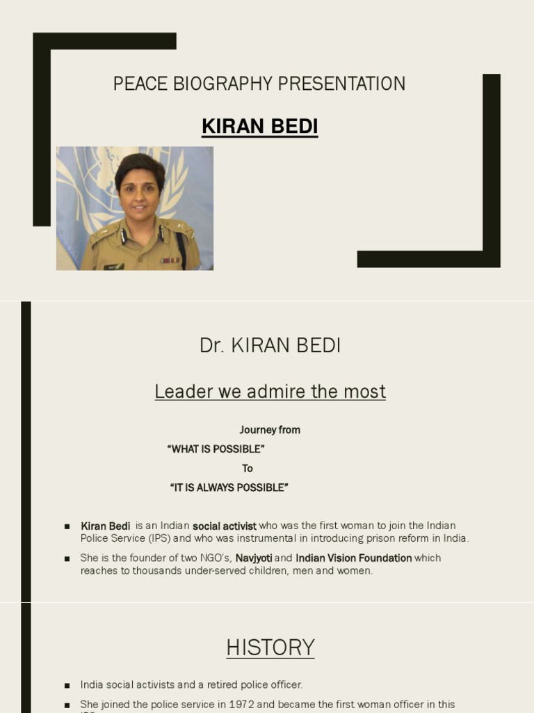 Presentation On Kiran Bedi. | PDF | Government | Police
