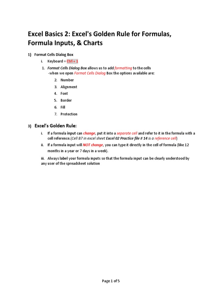 Notes 02 - # 14 in Series - Excel Golden Rule | PDF | Formula ...