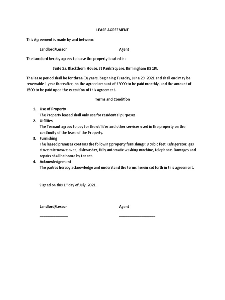Let Agreement Sample 1 | PDF | Technology & Engineering