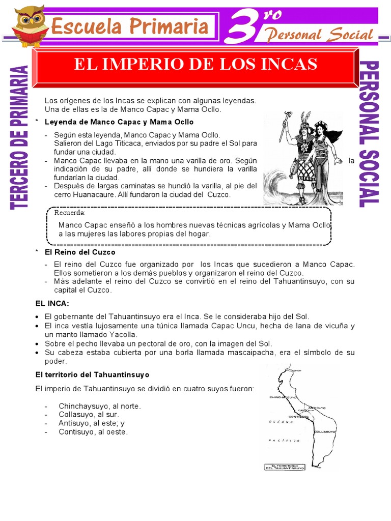 Los Incas para Tercero de Primaria | PDF | Imperio Inca | Andes