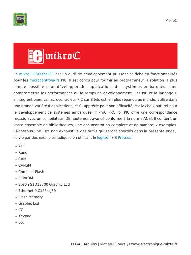 Mikro C | PDF | C (Langage de programmation) | Arduino