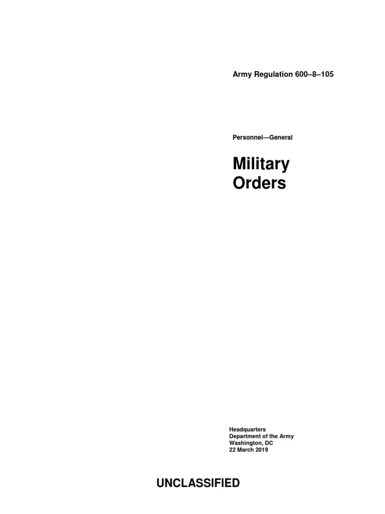 Army Regulation 600–8–105 Military Orders | PDF | United States Army ...