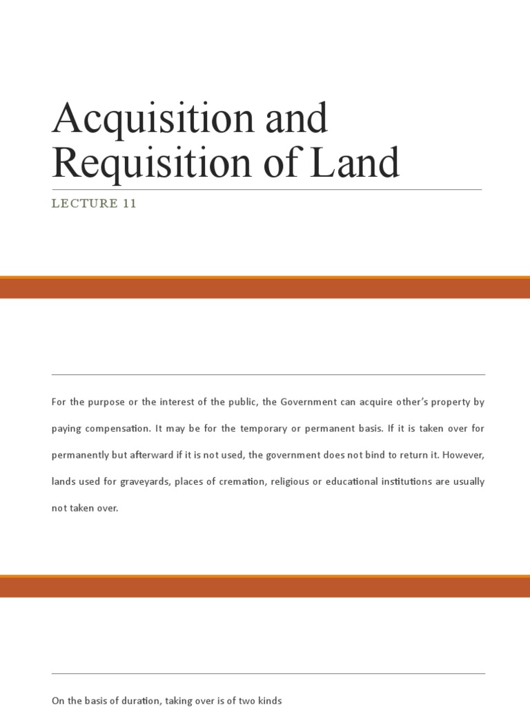 Acquisition and Requisition of Land | PDF | Eminent Domain | Justice