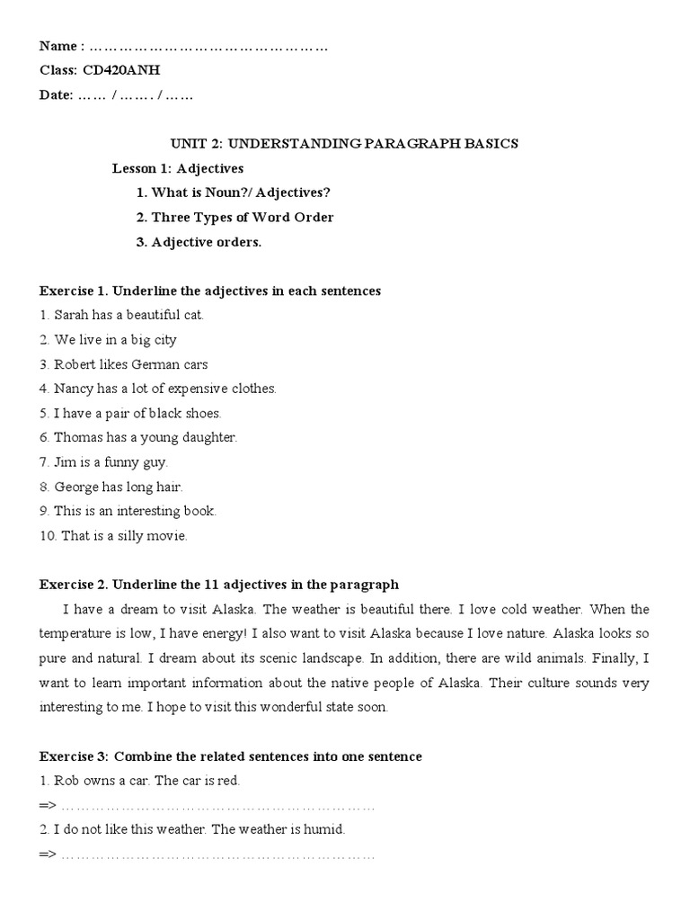 Writing 1 - U2 - L1 | PDF | Adjective | Morphology