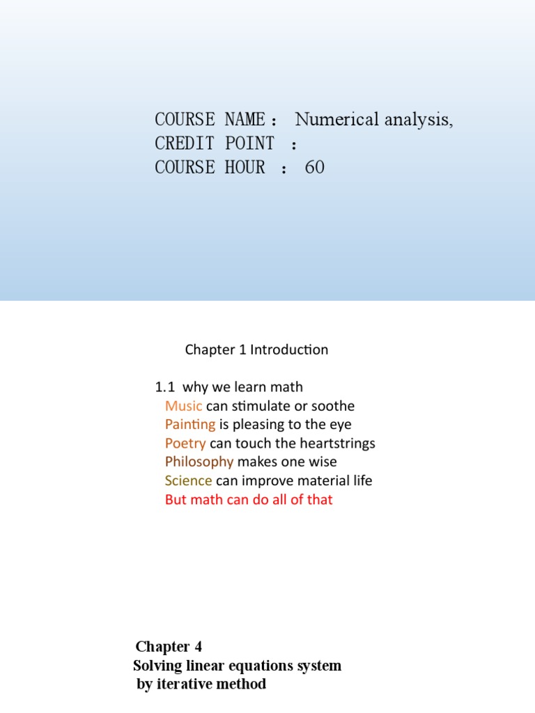 W-13 Solving The Linear Equation Systems by Iteration Method | PDF ...