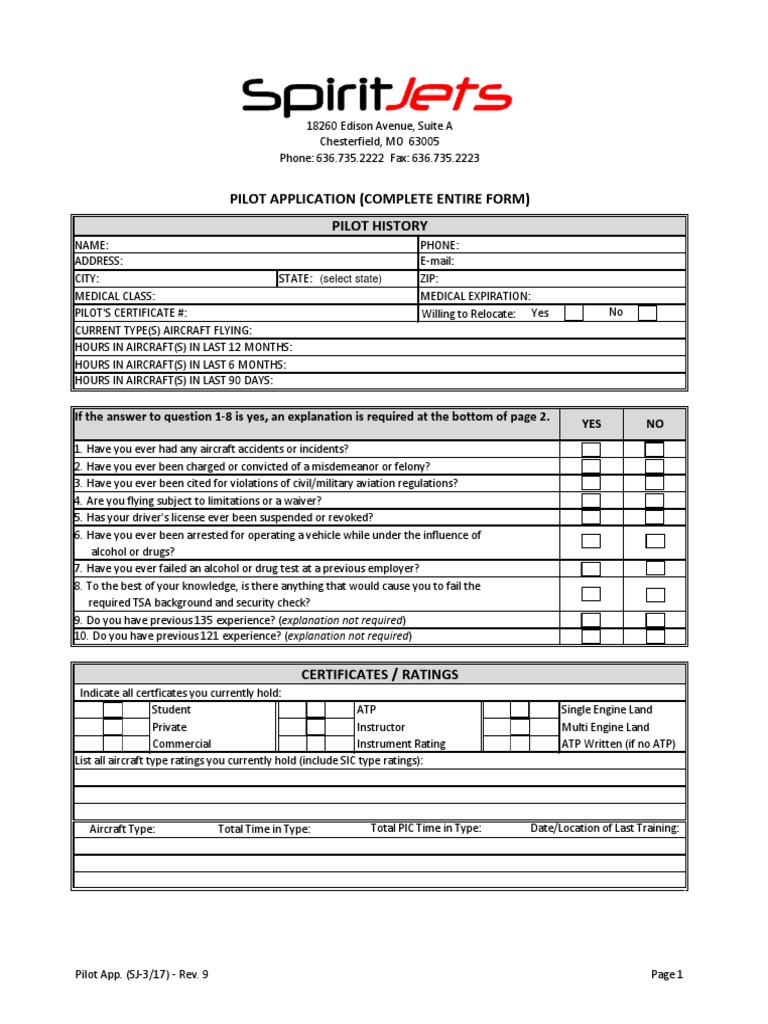 Pilot Application Form Guide | PDF | Aviation | Transport