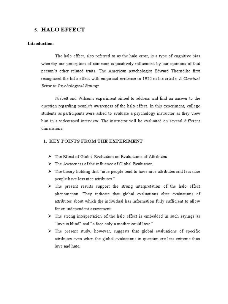 Halo Effect: Error in Psychological Ratings | PDF | Social Psychology ...