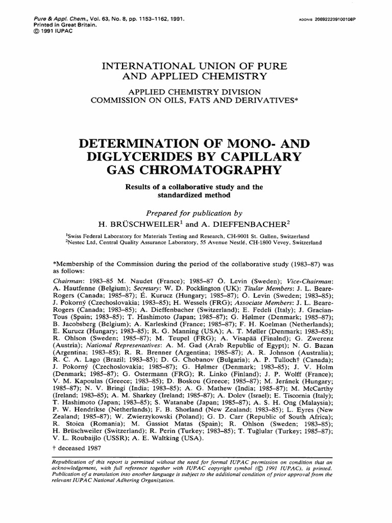 Determination of Mono-And Diglycerides by Capillary Gas Chromatography ...