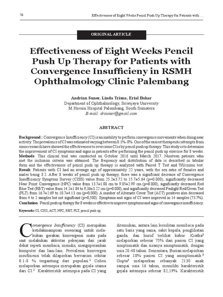 Pencil Push Up Therapy | PDF | Eye | Vision