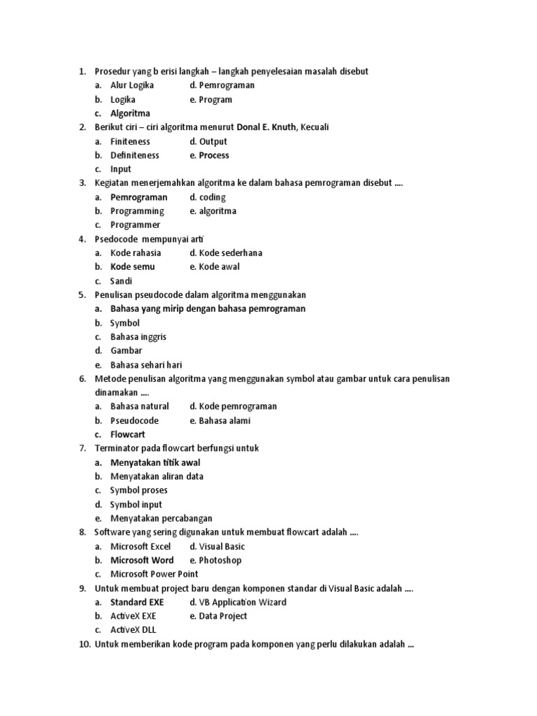 SOAL Pemrograman Dasar | PDF