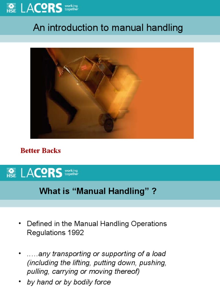 An Introduction To Manual Handling: Better Backs | PDF | Risk | Working ...