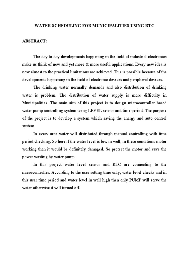 Automated Water Distribution System for Municipalities Using ...
