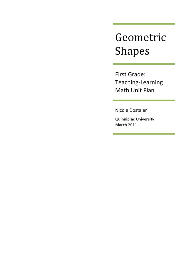First Grade Geometry Unit Plan | PDF | Shape | Area
