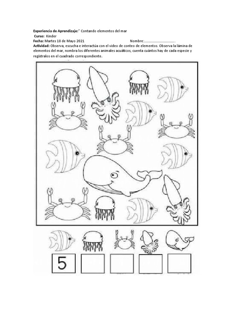 Ficha Conteo Peces | PDF | Ciencia y matemáticas