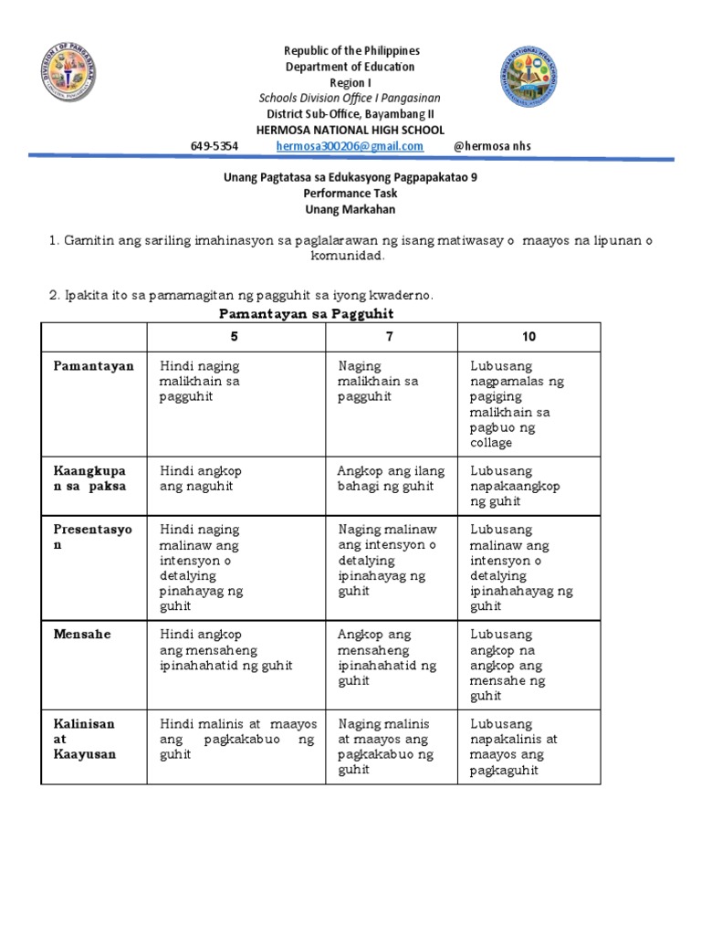 Performance Task Esp 9 | PDF