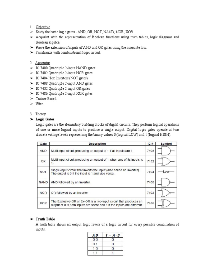Lab Report 1 | PDF | Logic Gate | Boolean Algebra