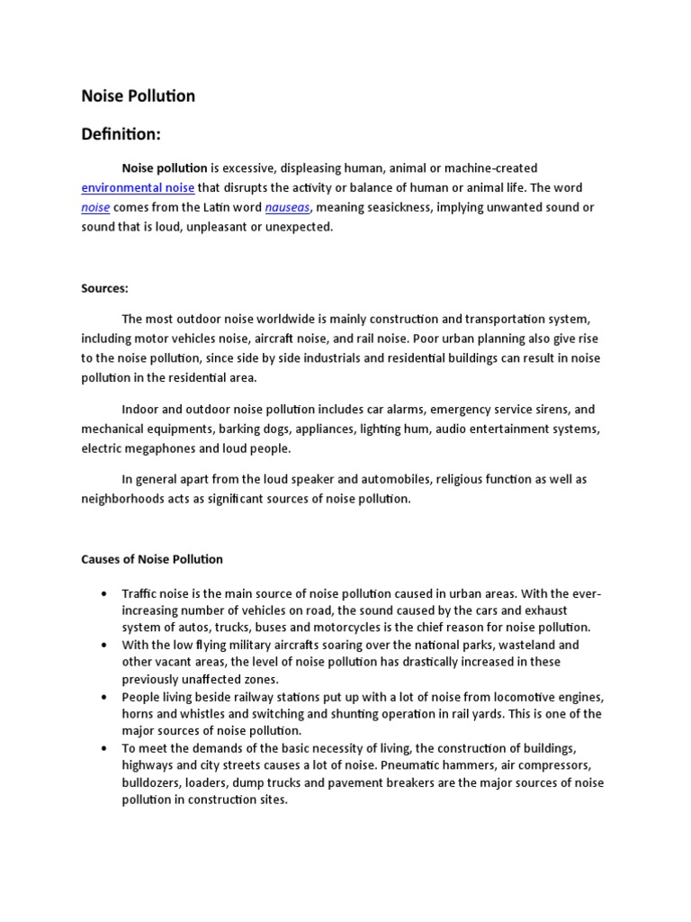 Noise Pollution Definition:: Noise Pollution Is Excessive, Displeasing ...
