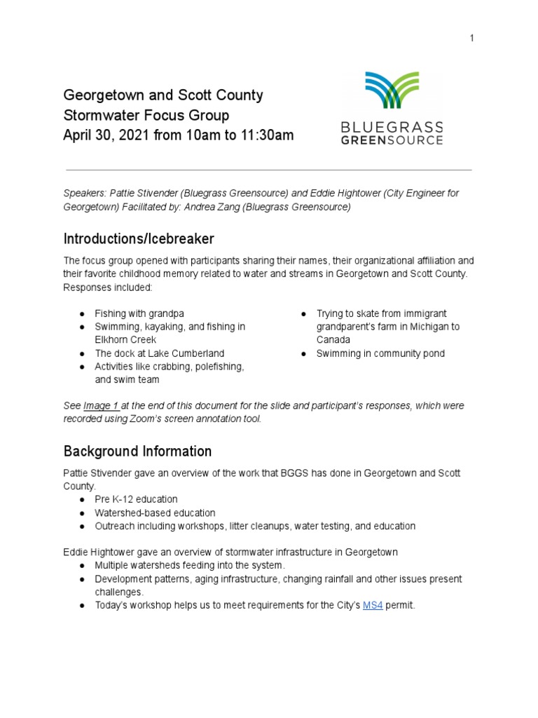 4/30 Focus Group Notes | PDF | Stormwater | Flood
