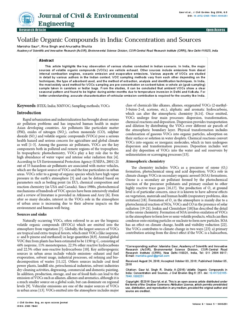 Sources of VOCs | PDF | Volatile Organic Compound | Particulates