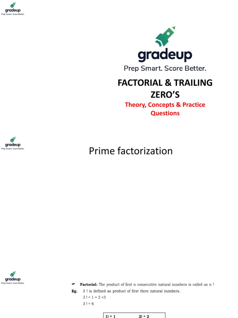 Factorial & Trailing Zero'S: Theory, Concepts & Practice Questions | PDF