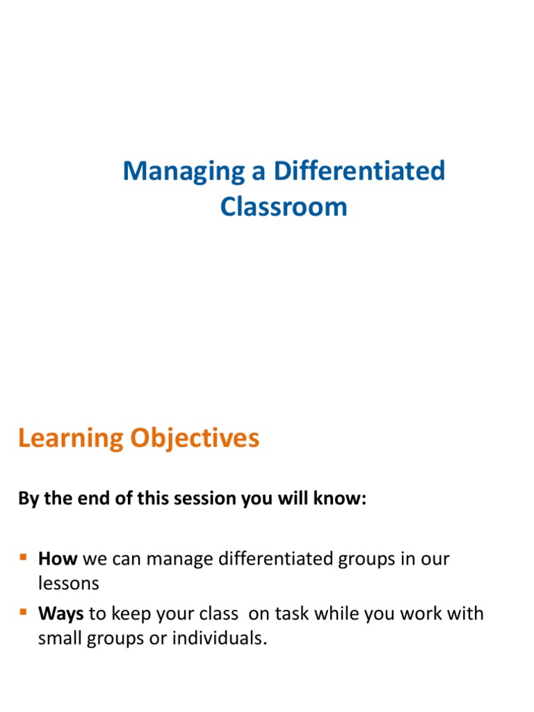 Managing Differentiated Classrooms | PDF | Classroom Management | Classroom
