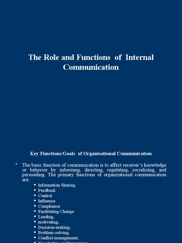 The Role and Functions of Internal Communication | PDF | Brand | Team ...