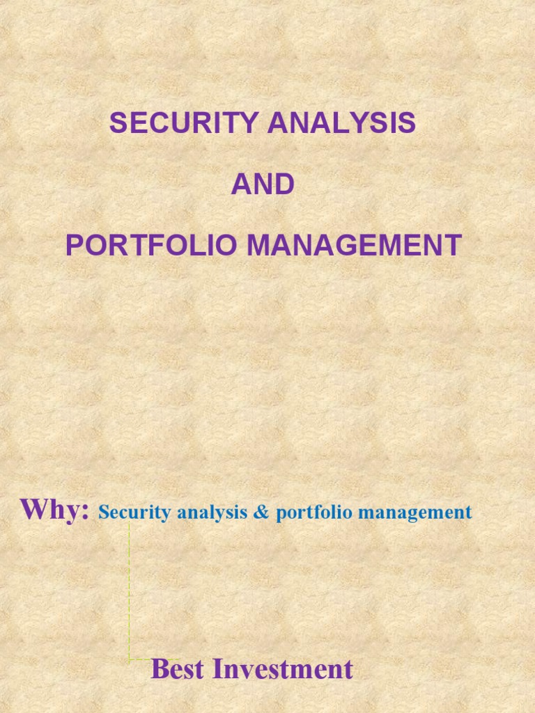 Security Analysis AND Portfolio Management | PDF | Investment ...