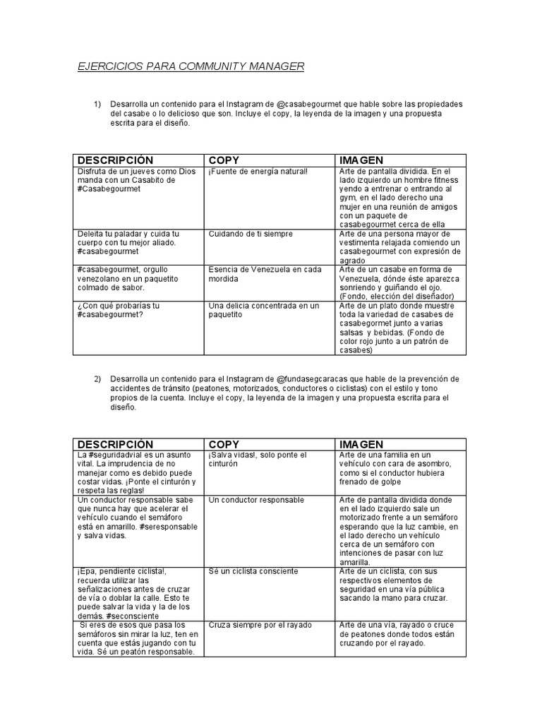 Ejercicios para Community Manager | Descargar gratis PDF | Semáforo ... Ejercicios para Community Manager | Descargar gratis PDF | Semáforo ...
