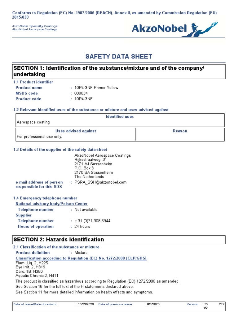 10P4 - 3NF Primer Yellow SDS | PDF | Firefighting | Personal Protective ...
