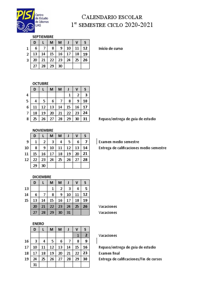 Calendario Escolar UAS 2020-2021 | PDF | Violencia