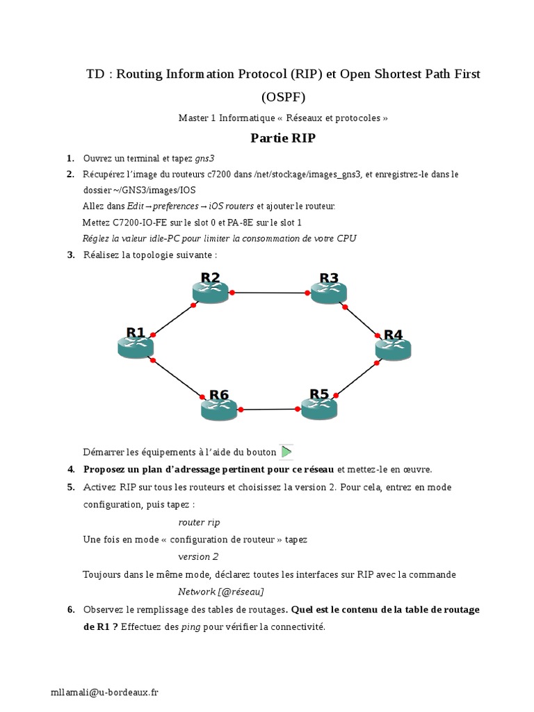 TD: Routing Information Protocol (RIP) Et Open Shortest Path First ...