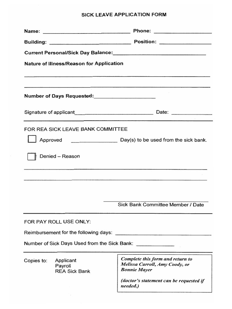 Sick Leave Application Form | PDF